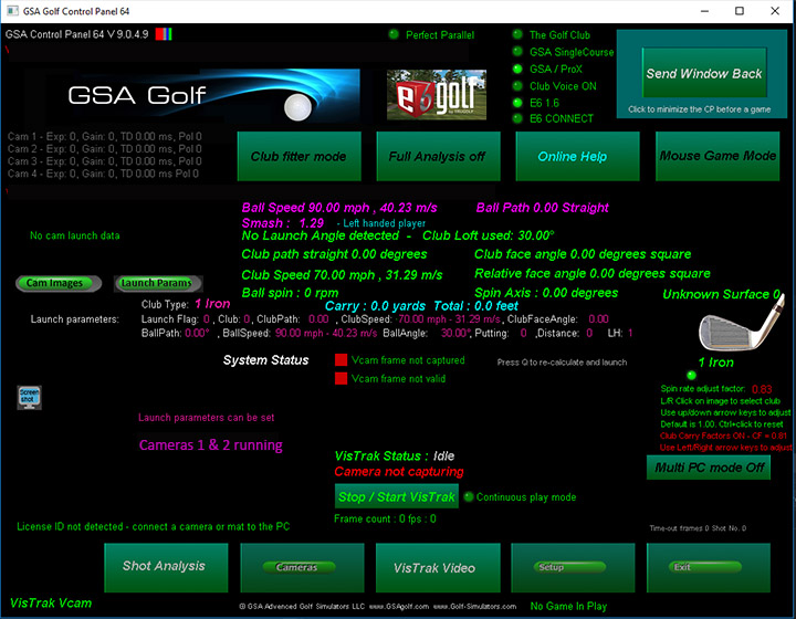 GSA Advanced Golf Simulators: VisTrak Setup